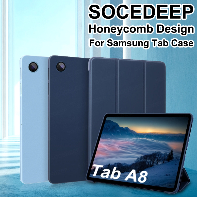 SOCEDEEP Sarung Peranti Siswa Tab A8 dengan Soft PU Leather | Thri-Fold ...
