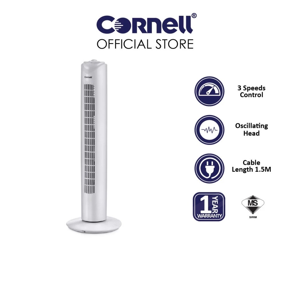 Cornell 50W 32" Tower Fan with Oscillating Head Smart Bladeless Tower ...