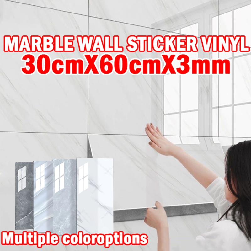 【READY STOCK】30x60cm wall sticker waterproof/wall sticker Marble Wall ...