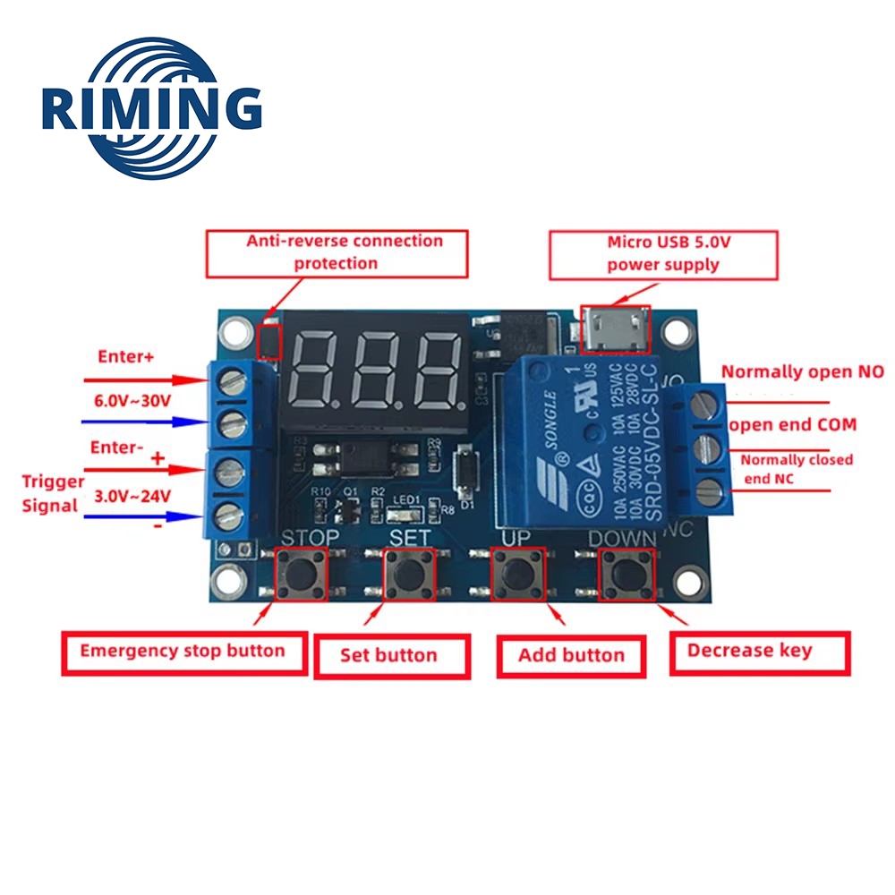 DC 6-30V Support Micro USB 5V LED Display Automation Cycle Delay Timer ...