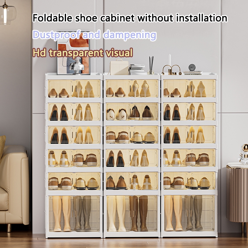 3/6/9 layer shoes storage box kotak kasut transparent foldable shoe ...