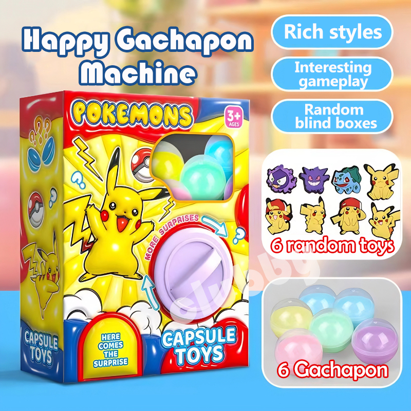 Pokemon Gashapon Machine Pikachu gacha capsule blind box Mainan Kanak ...