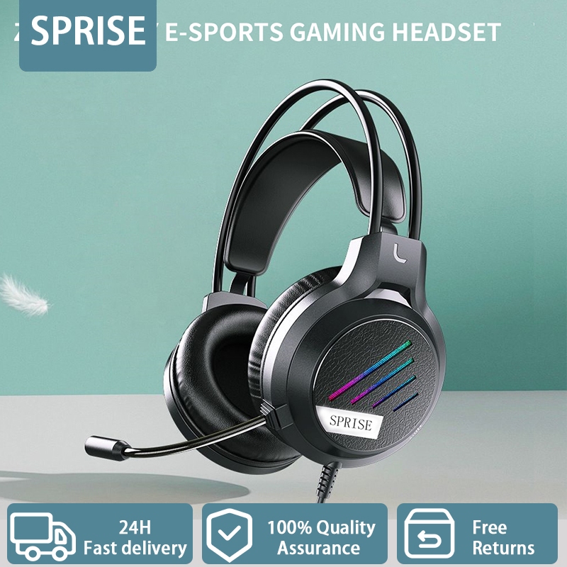 SPRISE M19 Gaming Headphone Wired Stereo E-sports Headset with Noise ...