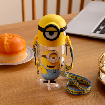 Genuine Authorized MINISO Minion Series Shape Strap Plastic Straw Cup ...