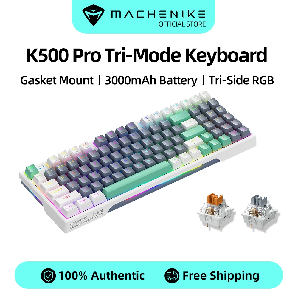 Machenike K500 Pro Gasket Mount Gaming Keyboard, Tri-Mode Wired ...