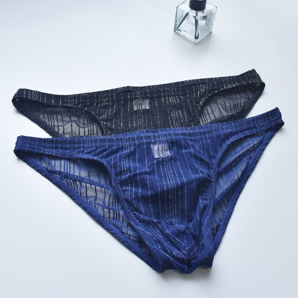 Transparent Transparent Gauze Underwear Men Thin Striped See-Through ...