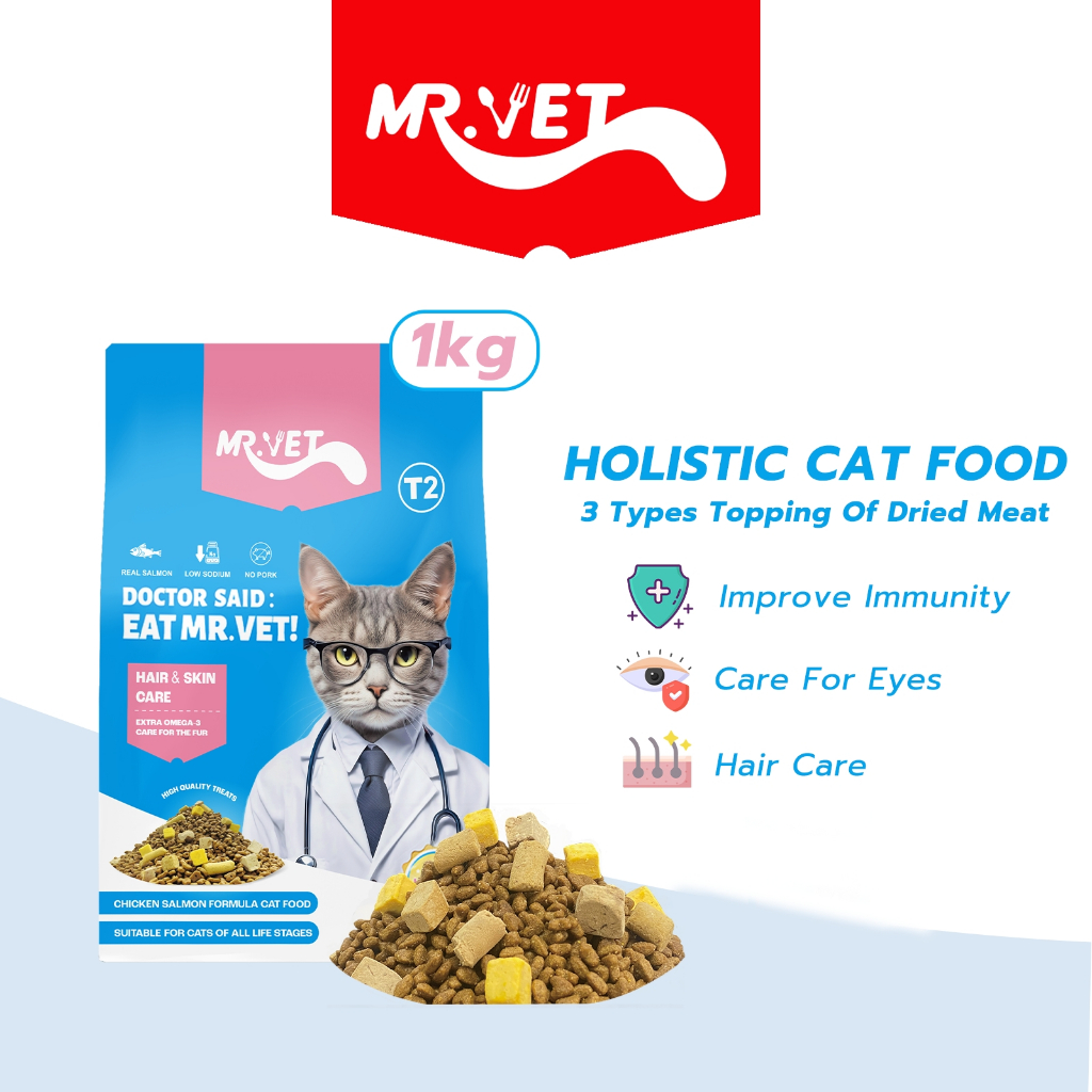 MR.Vet Cat Food T2 1kg With Freeze-Dried Makanan Kucing Premium Treats ...