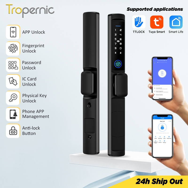 Tuya/TTLOCK Waterproof Smart Door Lock Anti Theft Zinc Alloy Sliding ...