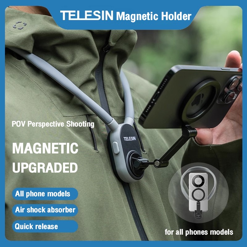 TELESIN Silicone Magnetic Neck Mount Quick Release Hold for Iphone 15 ...