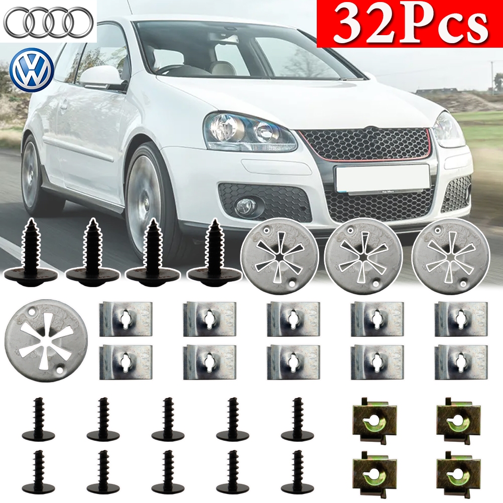 32Pcs Car Engine Bumper Fastener Clips Screw Set For VW Golf MK4 Bora ...