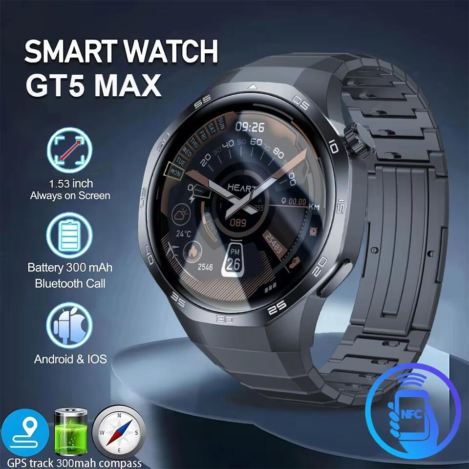New GT5 Max Smart Watch Men Watch 5 Max AMOLED HD Screen Bluetooth Call ...