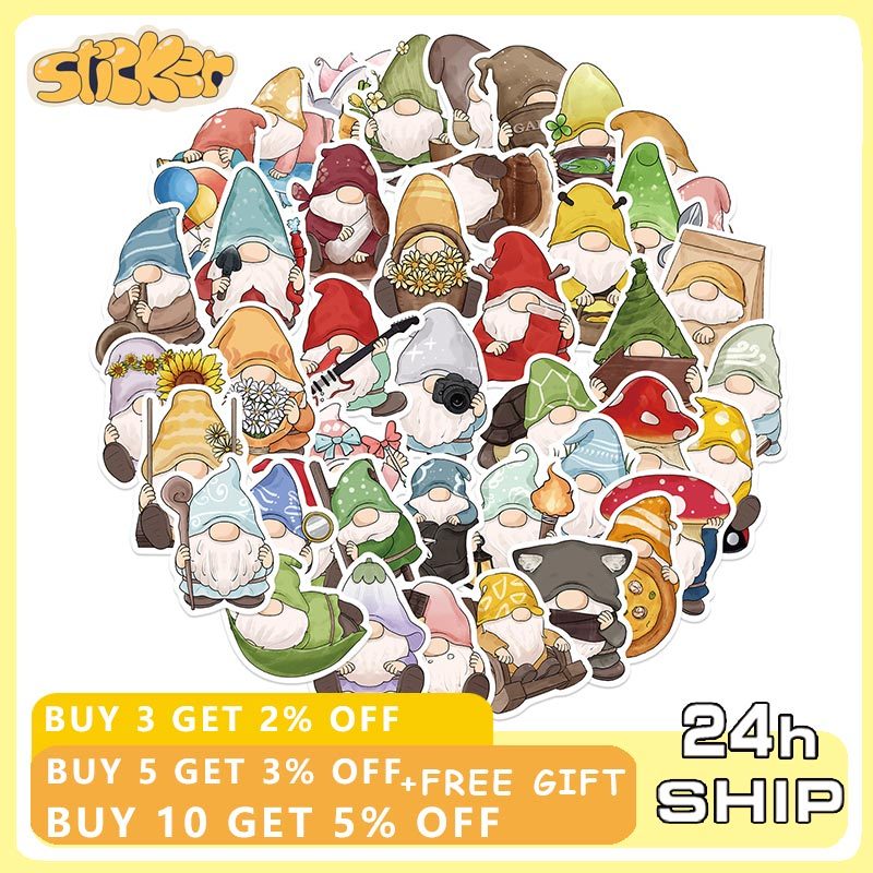 50Pcs Christmas Santa Cartoon Gnomes Dwarf Sticker Luggage Phone ...