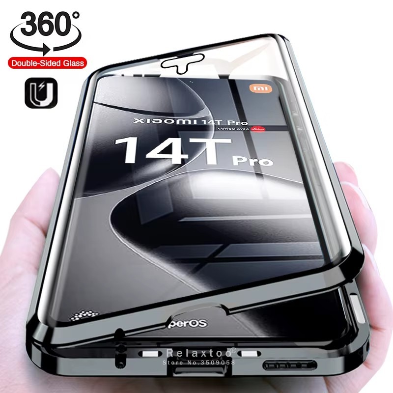 360° Metal Magnet Attraction Flip Case for Xiaomi 15 14 ultra 14T 13t 11t Pro 11 lite poco x6 ...
