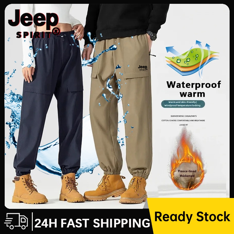JEEP SPIRIT Waterproof Winter Pants Thick Velvet Pants Men&Women ...