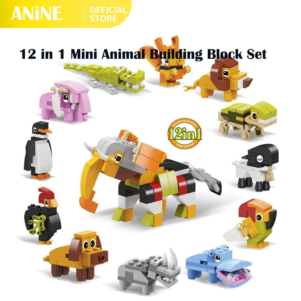 12 in 1 Mini Animal Building Block Set,Stem Building Brick Animal ...