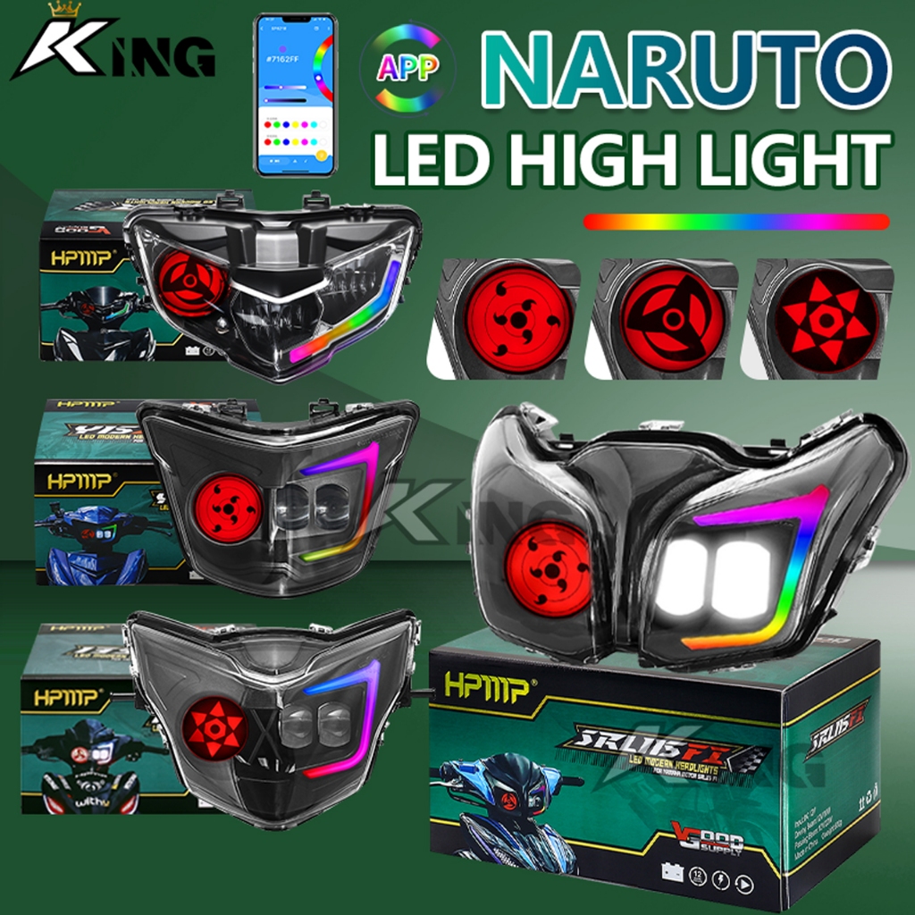 HPMP NARUTO LC135 Y15 SRL RSX150 DREAM HEADLAMP RGB APP CONTROL LED HEAD LAMP LAMPU HEADLIGHT ...
