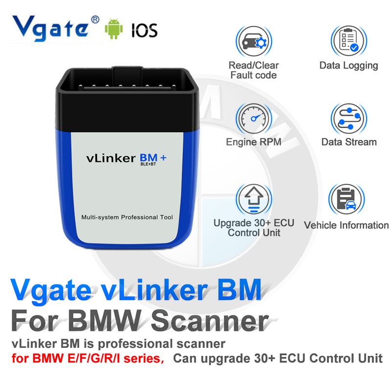 【Local Delivery】Bimmercode For BMW E60 E90 F10 F30 ECU Reset Vgate vLinker BM+ OBD2 Scanner ...