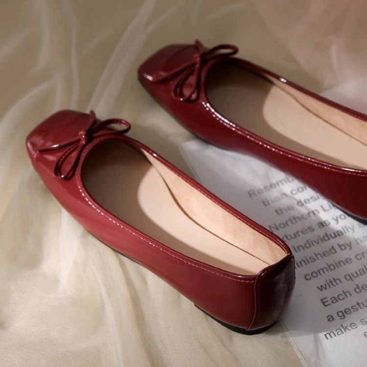 Factory Straight Hair~[ Ready stock] Bow Patent Leather Peas Shoes ...