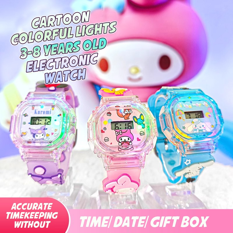 Children's luminous watch Cartoon Sanrio Rotating Colorful Flashing ...