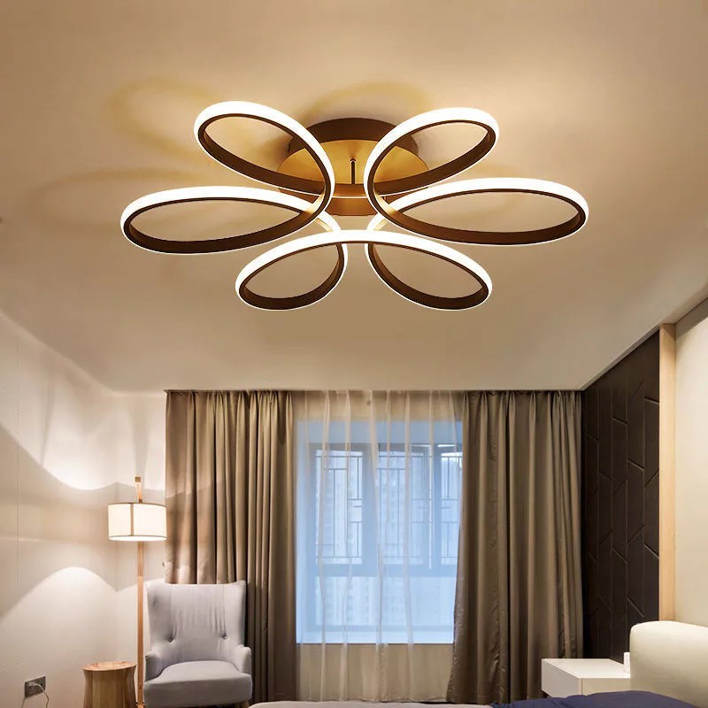 Living room six ring Nordic LED bedroom light, modern tri color ceiling ...