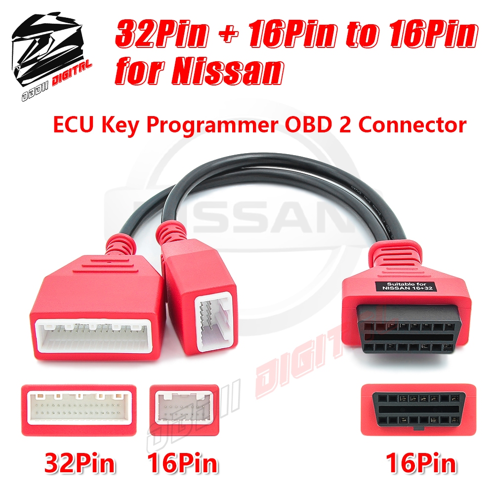 for Nissan Original Red 16Pin + 32Pin to 16Pin Gateway Adapter OBDII ...