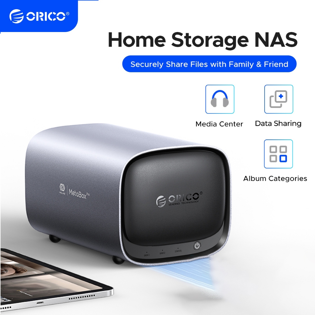 ORICO MetaBox Private Cloud NAS Storage for 3.5" SATA HDD with 2.5GbE Type-C HDMI Port Supports ...