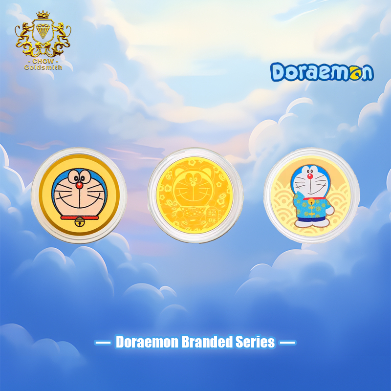 【CHOW Goldsmith】 0.2g 999.9 Gold Bar Doraemon Series Pure Gold Coin 24K Emas Gift （999 Fine Gold ...