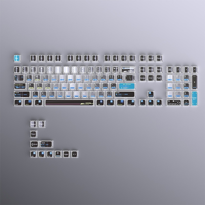 -LW- Double Layered PC Crystal Jelly Keycaps MDA Profile Mechanical ...
