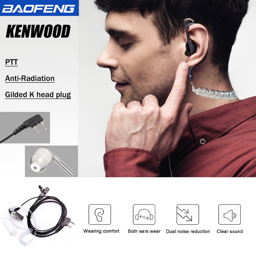 Baofeng Kenwood Walkie Talkie Headset Acoustic Air Tube Earpiece ...