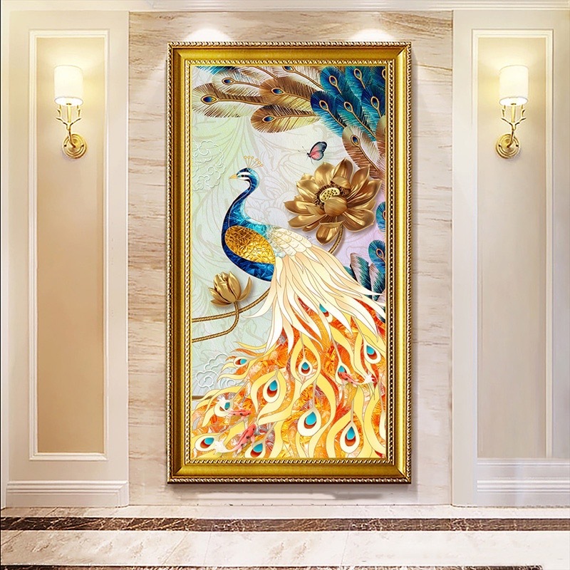 Chinese Style Peacock Canvas Painting Art Wall Decor Poster Picture ...