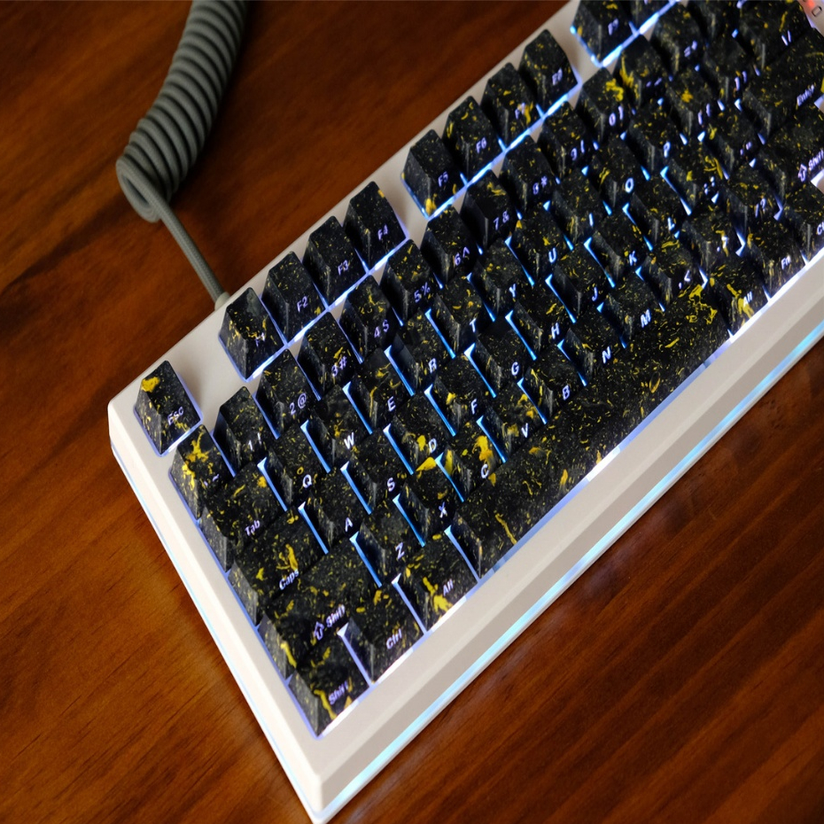 Black Gold Side light transmission Keycap 136 Keys PBT Material Cherry ...