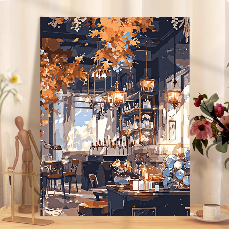 【ORFON】40×50cm canvas painting/paint by number/Dream Store/café/diy painting/living room ...