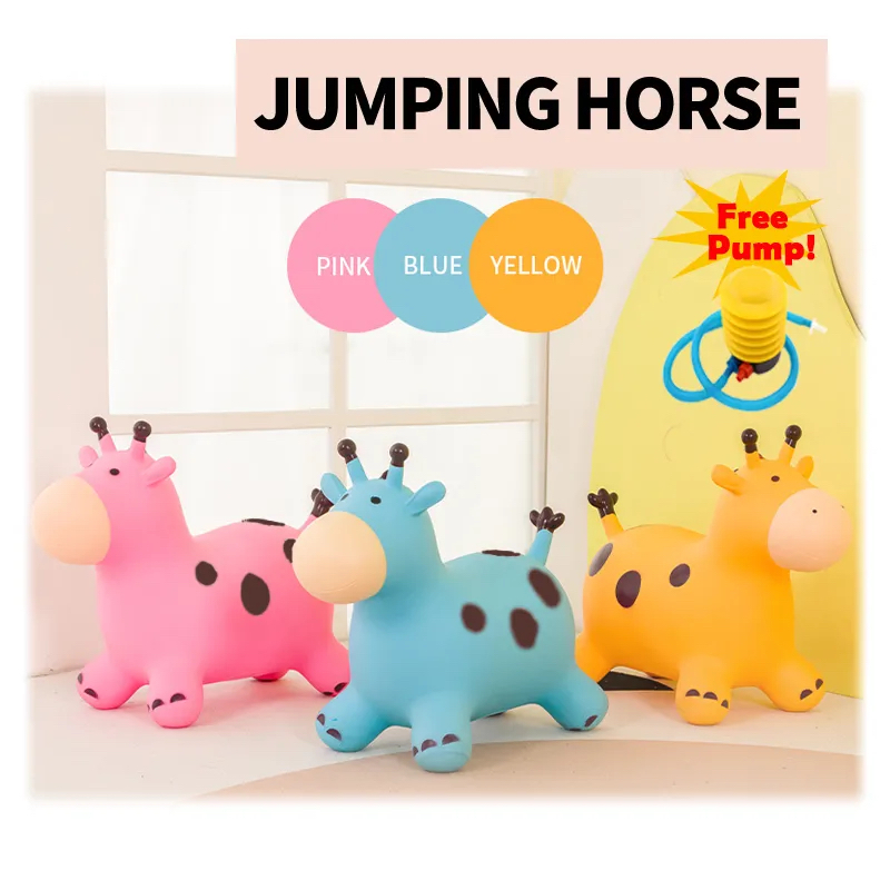 【Local Shop】Jumping Deer Horse With Free Pump Elastic Inflatable Baby ...