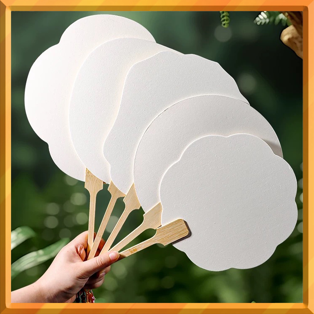 White Paper Hand Fan Chinese Paper Fan Assorted Shape Handmade Fan ...