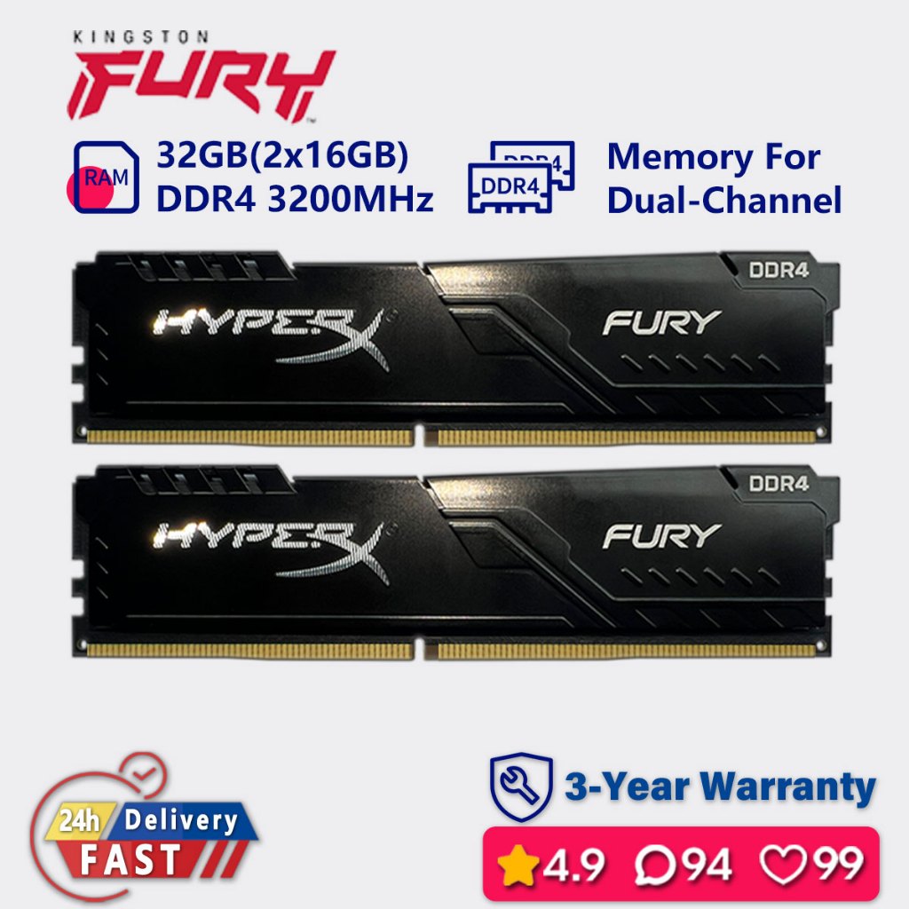 Kingston FURY 16gb 32gb 3200mhz ddr4 Dual channel HYPERX Desktop memory dimm pc4 25600u RAM ...