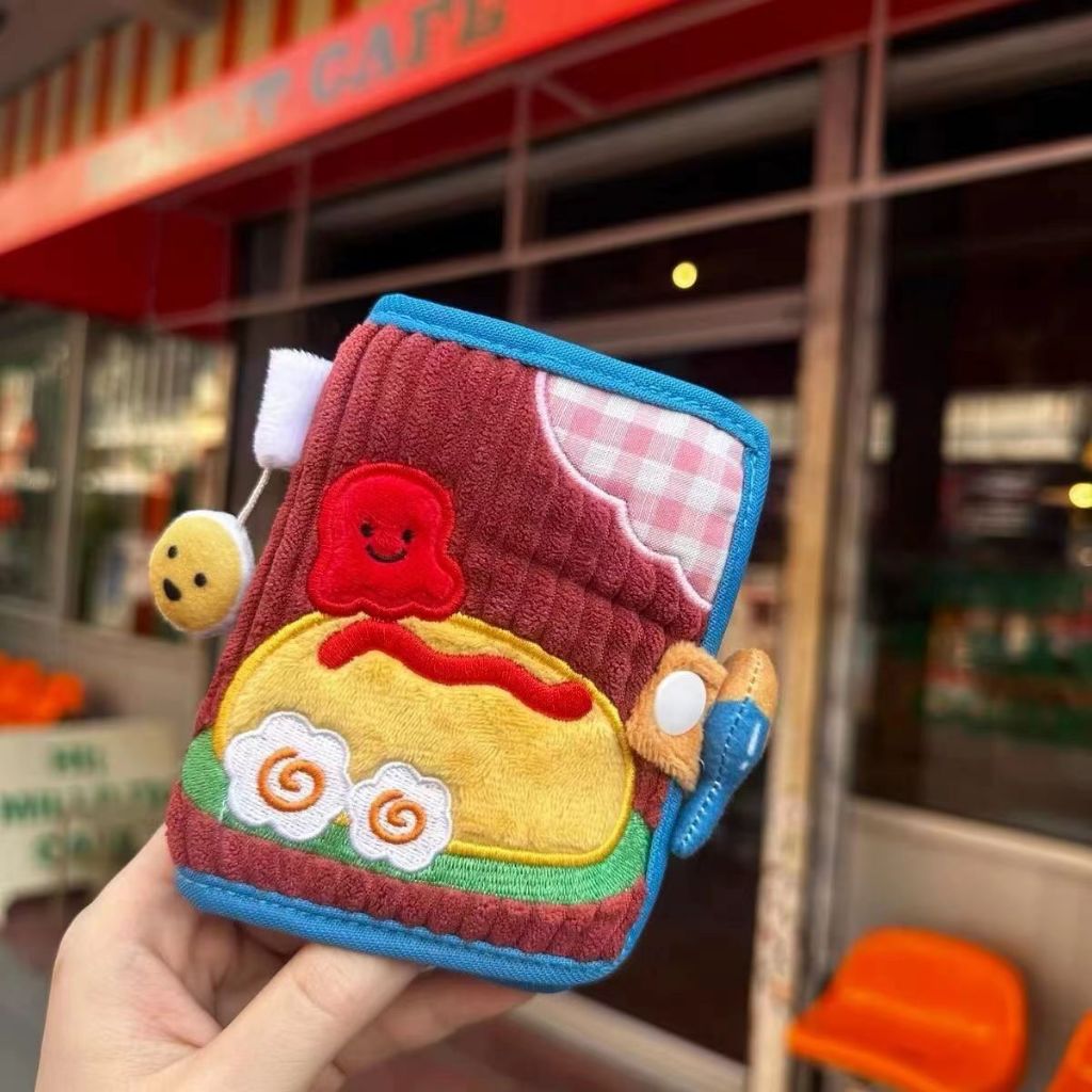 ins Cute canvas short zipper compact cartoon wallet folded denim ...