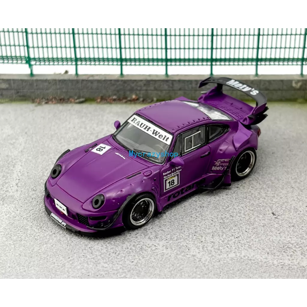 SW 1:64 Purple 911 RWB 993 Apple #18 Racing Sports Model Diecast Metal ...