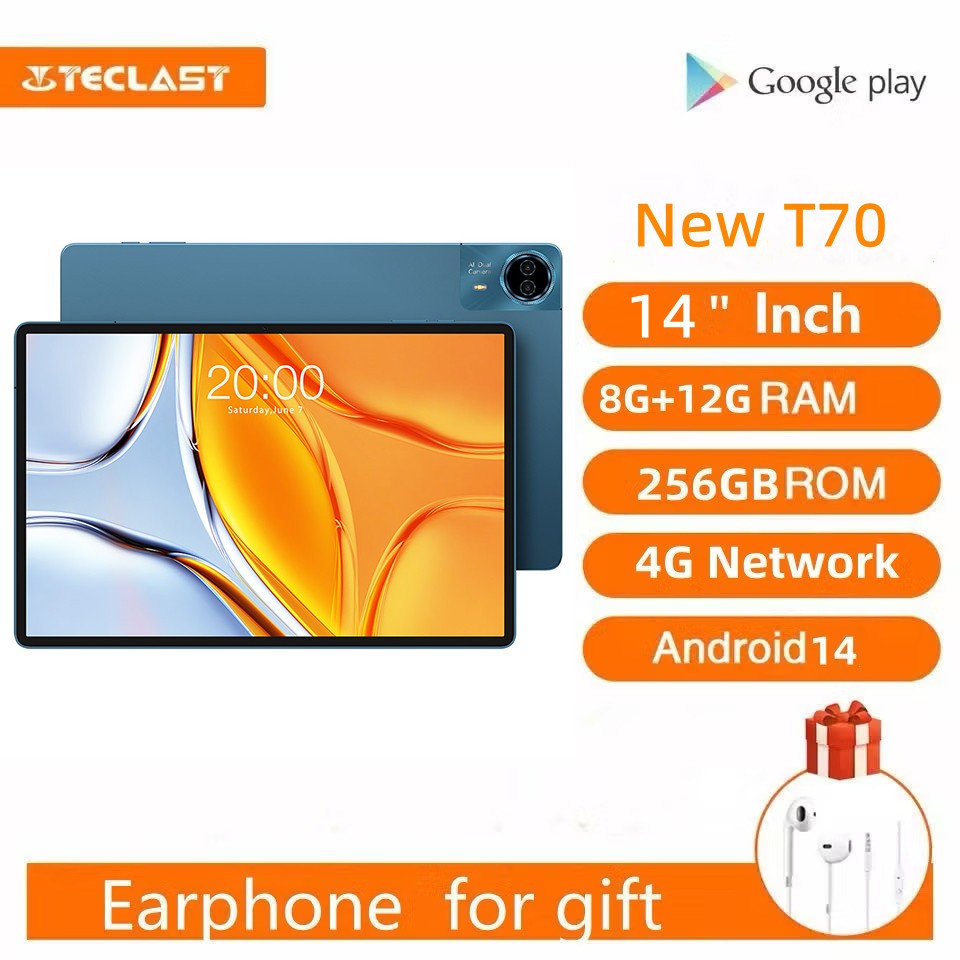 Teclast T70 Tablet 14" FHD Display Android 14 MTK Helio G99 8GB/256GB 10000mAh Battery 18W 4G ...