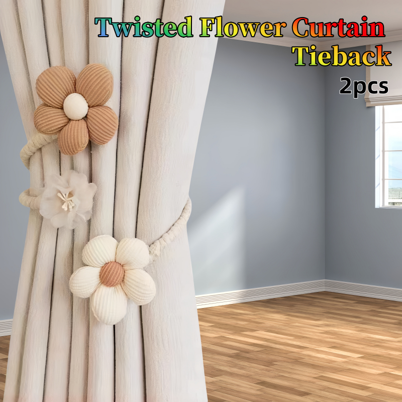 (2pcs)Three-flower twisted curtain tie straps, DIY-shaped curtain ...