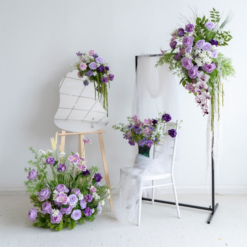 Purple simulation flower arch set wall hanging decoration wall KT board ...