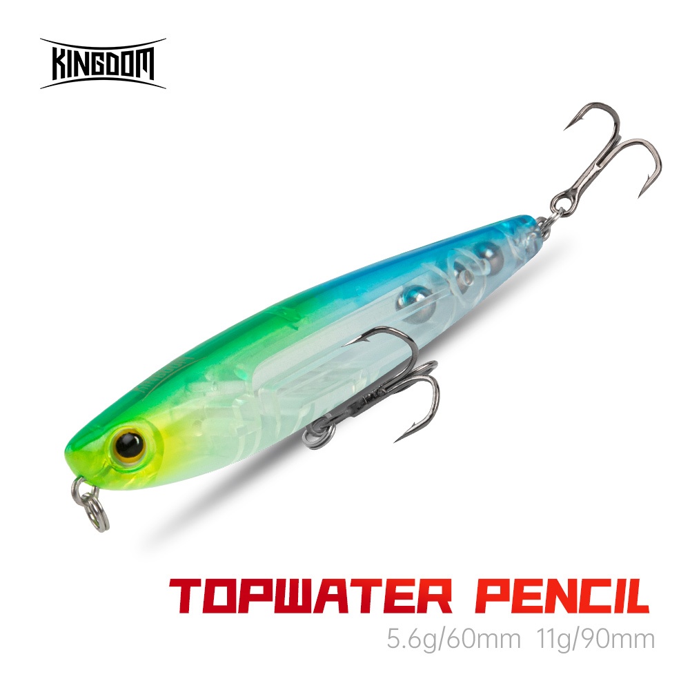 Kingdom Pencil Fishing Lures 90mm Surface Floating Hard Baits Top water ...