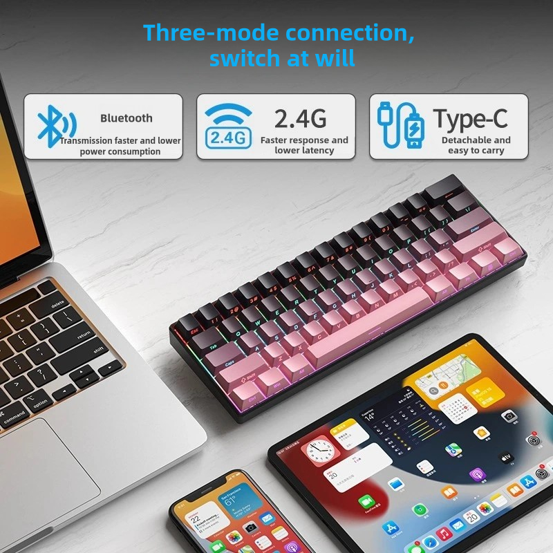 【WKK】ForgeAnt - F61 Pro Three-Mode Mechanical Keyboard 61-Key Wireless ...