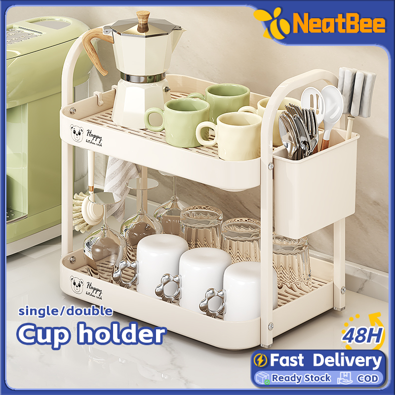 Cup Holder Cup Drainer Kitchen Shelf Cup Storage Rack Cup Holder ...