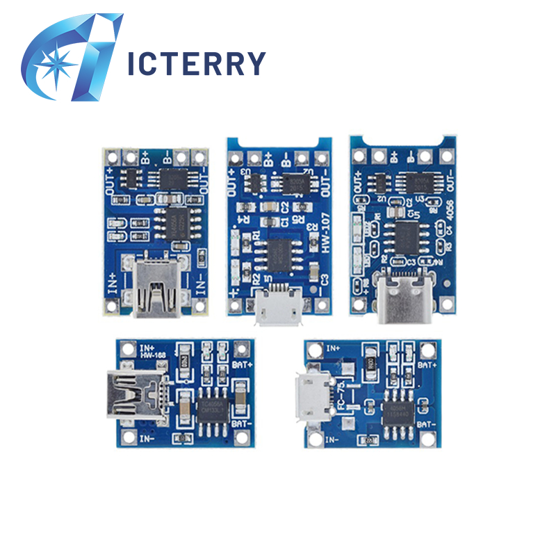 5PCS 5V 1A Micro/Type-c/Mini 18650 TP4056 Lithium Battery Charger ...