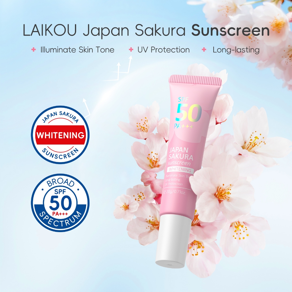 LAIKOU Sakura Sunscreen SPF50 PA+++ Whitening Sunblock Long Lasting Sun ...