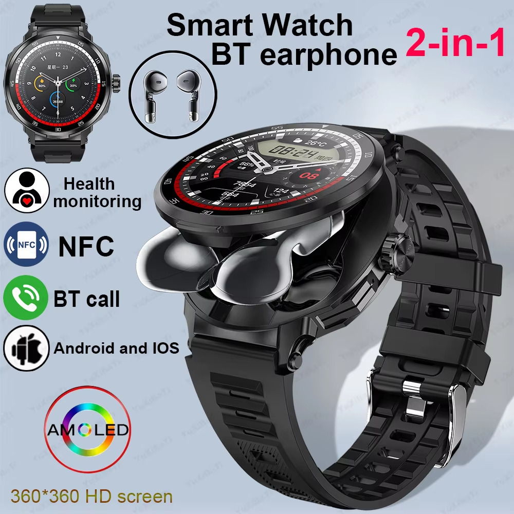 Smart Watch TWS 2-in-1 Headset Bluetooth Talk Heart Rate Blood Pressure ...