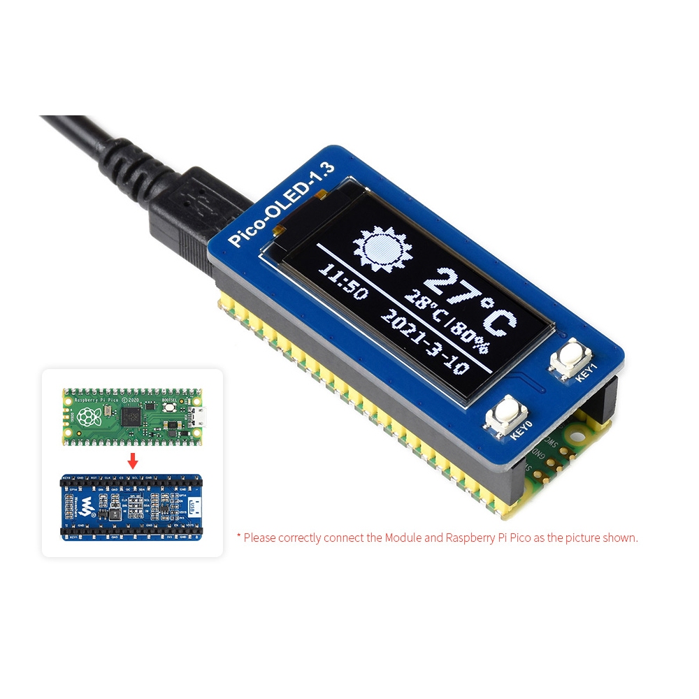 1.3inch OLED Display Screen HATs for RPI RasPi Raspberry Pi Pico 2 W WH Extension HAT RP2040 ...