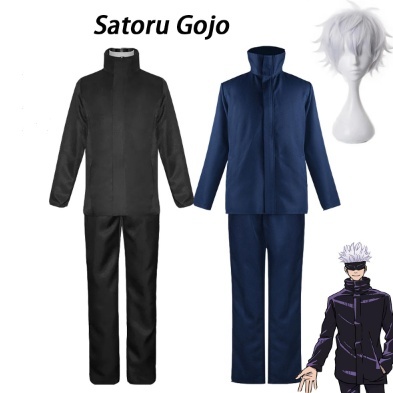Black / Blue Gojo Satoru Cosplay Costume Wigs Anime Halloween Party Men ...