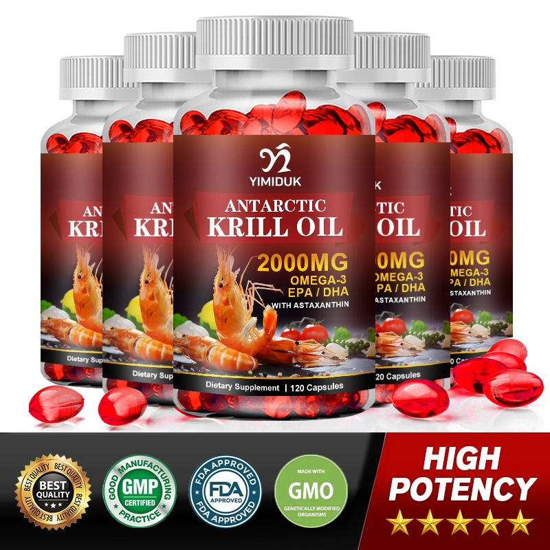 Antarctic Krill Oil 2000Mg Phospholipid Omega-3 EPA & DHA Phospholipids and Astaxanthin for ...