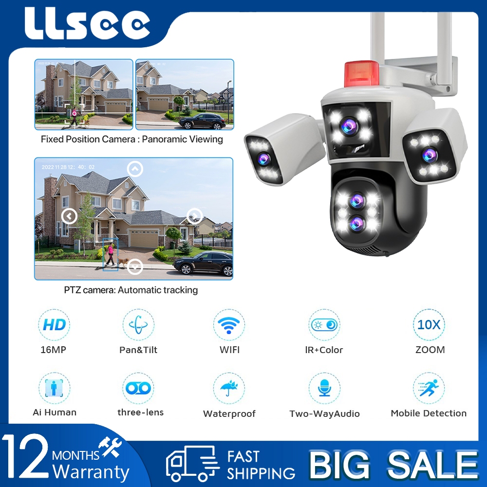 LLSEE 4 Lens/3 Frame Two-Way Communication Waterproof Wireless CCTV ...